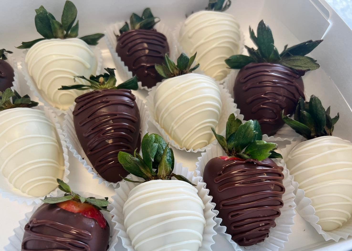 Mixed Chocolate Dipped Strawberries (1 dozen) | Sweets by Morgan
