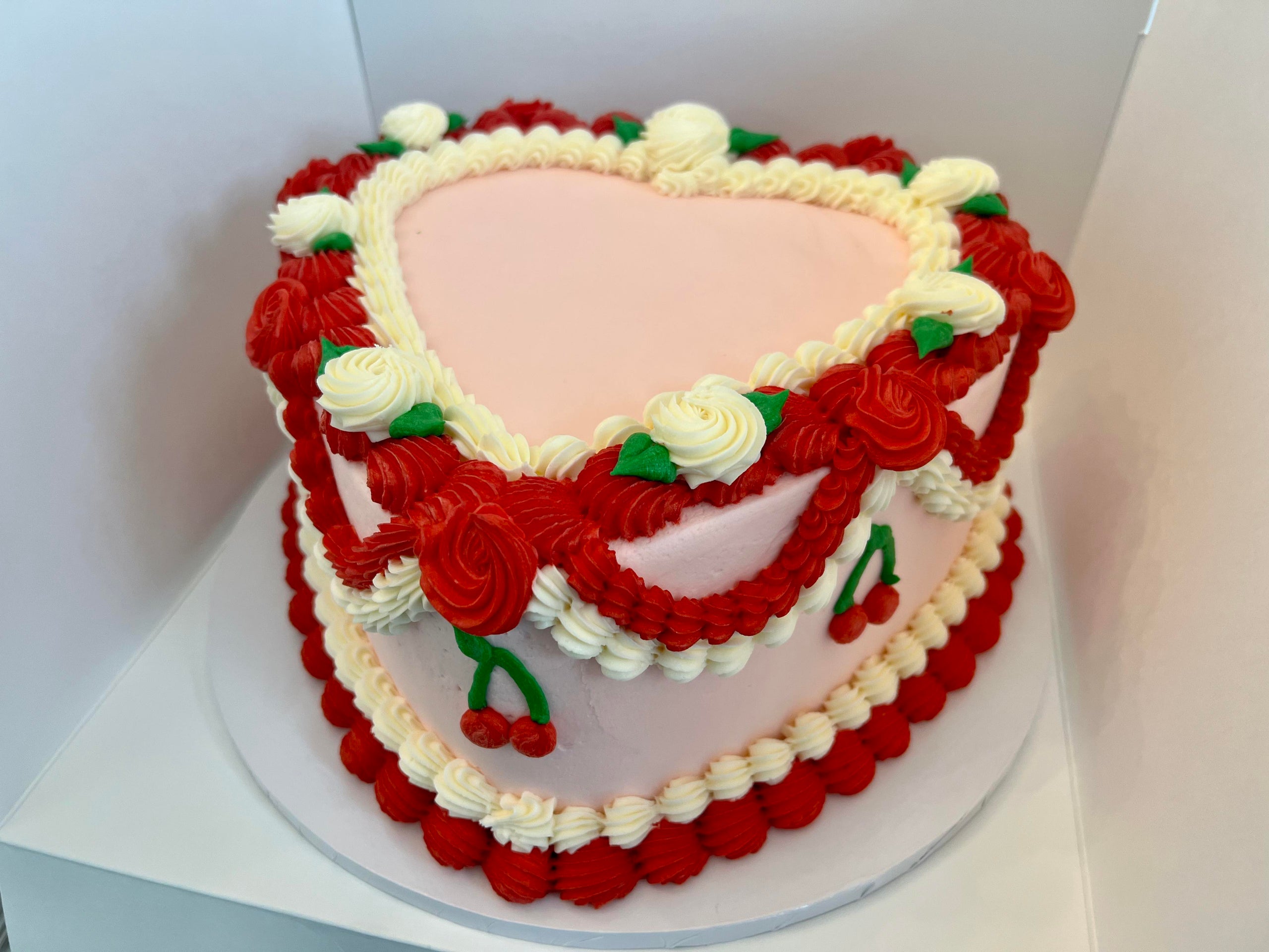 Vintage Cherry Heart Cake | Sweets by Morgan